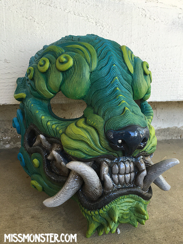 PAINTED READY TO WEAR SENTINEL MASK- SEA MONSTER GREEN – missmonster